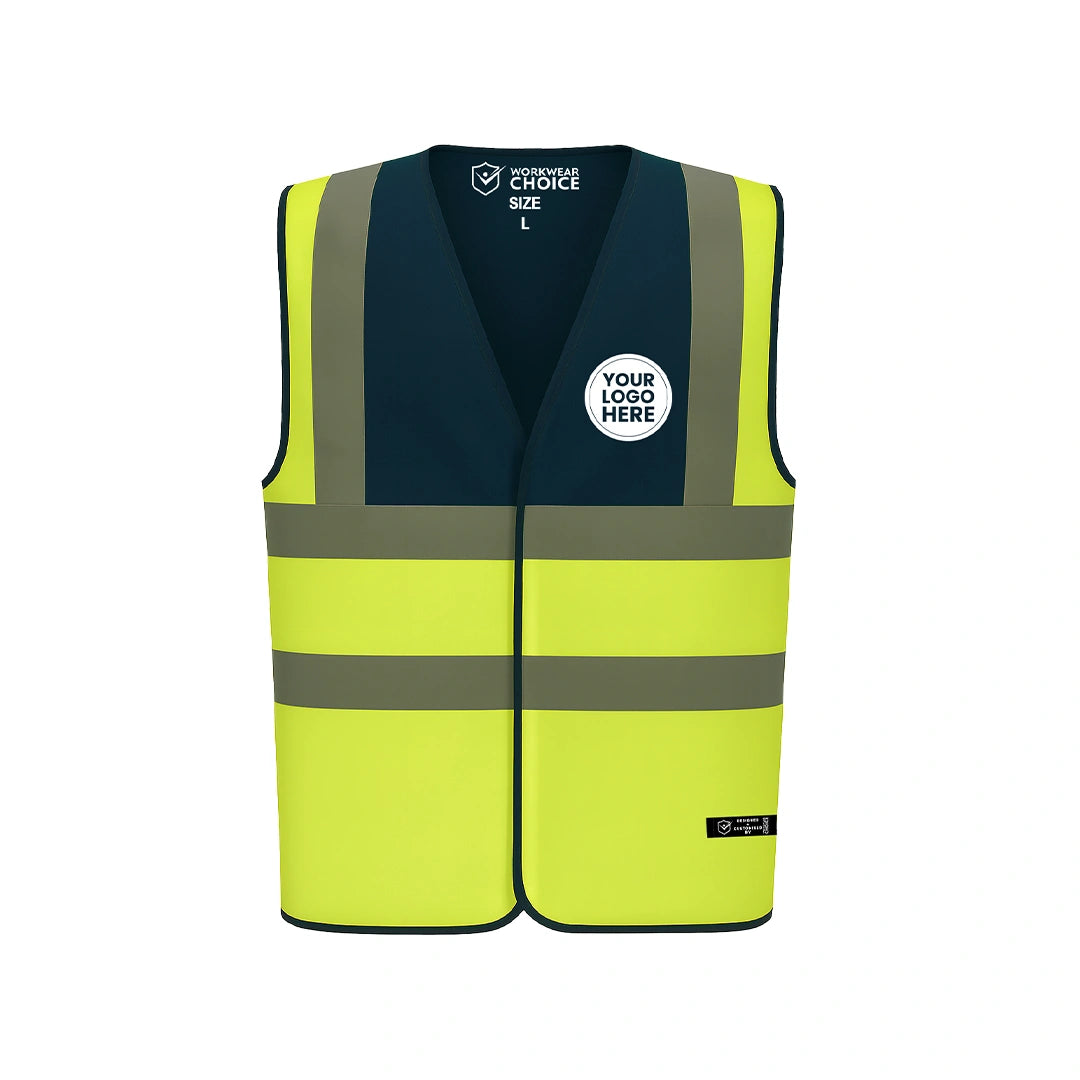 Two-Colour Panel Hi-Vis Vest | Custom Printed Safety Vest with Logo ...
